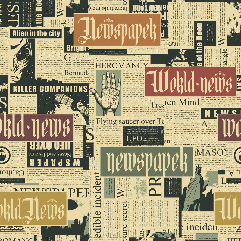 Seamless Pattern with a Collage of Newspaper Clippings Stock Vector ...