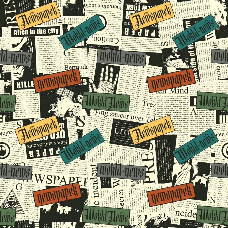 Seamless Pattern with a Collage of Newspaper Clippings Stock Vector ...