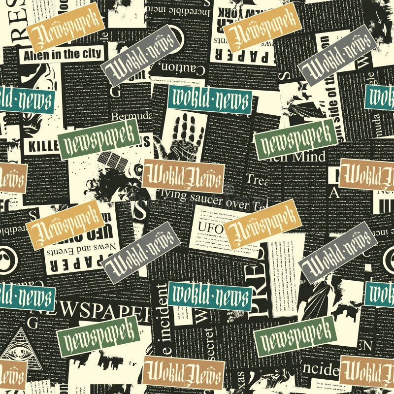 Seamless Pattern with a Collage of Newspaper Clippings Stock Vector ...