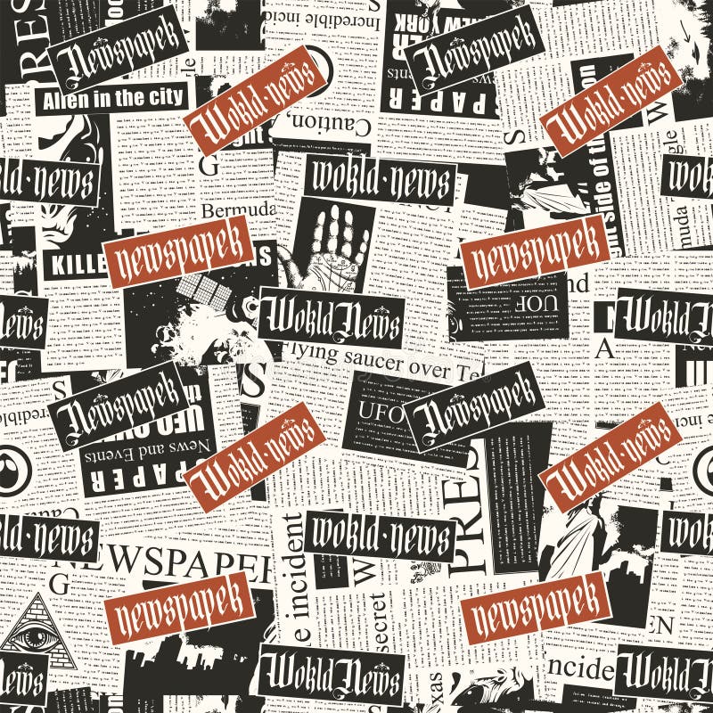 Seamless Pattern with a Collage of Newspaper Clippings Stock Vector ...