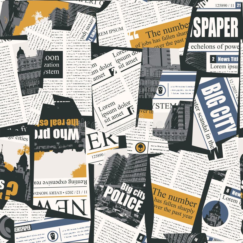 Seamless Pattern with a Collage of Newspaper or Magazine Clippings ...