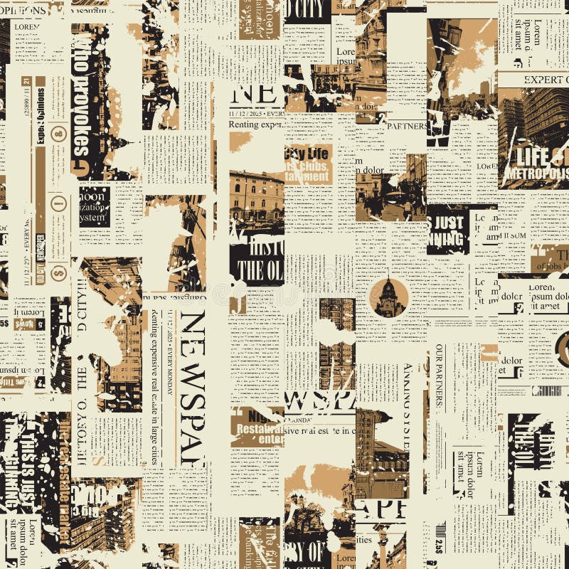 Seamless Pattern with Collage of Newspaper or Magazine Stock Vector ...