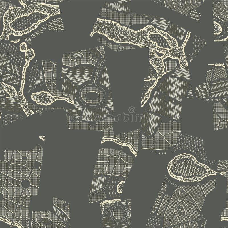 Seamless Pattern with Collage of Pieces of Geographical Maps Stock ...