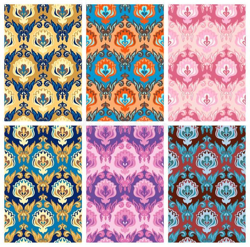 Vector Set with Vintage Seamless Patterns Stock Vector - Illustration ...