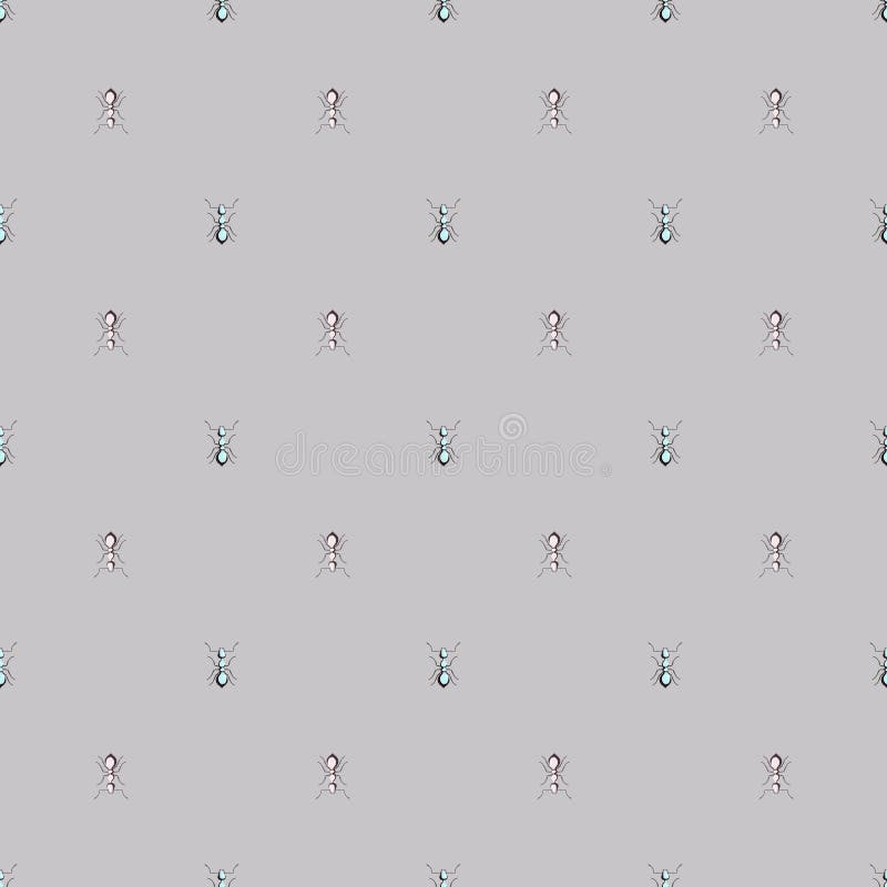 Seamless Pattern Colony Ants on Light Gray Background. Vector Insects ...