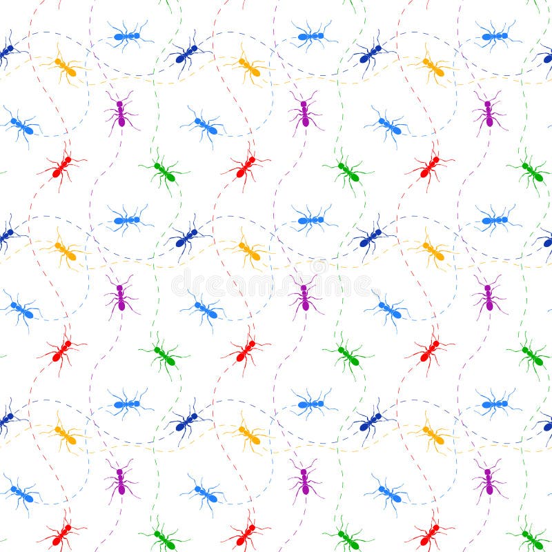Seamless Pattern with Color Ant Stock Vector - Illustration of abstract ...
