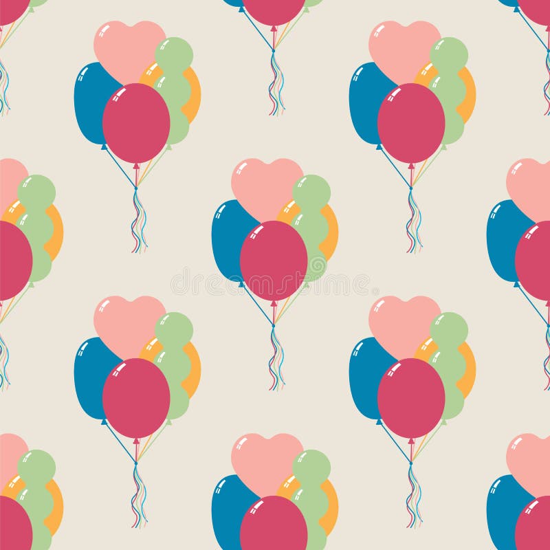 Seamless Pattern with Color Balloons Stock Illustration - Illustration ...