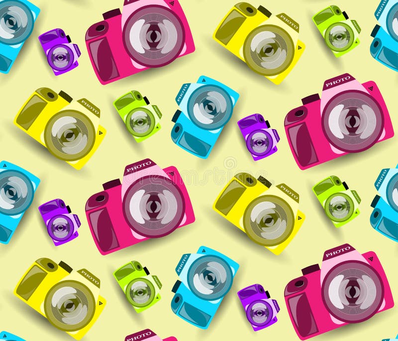 Seamless Pattern with Color Cameras. Vector Illustration Stock Vector ...