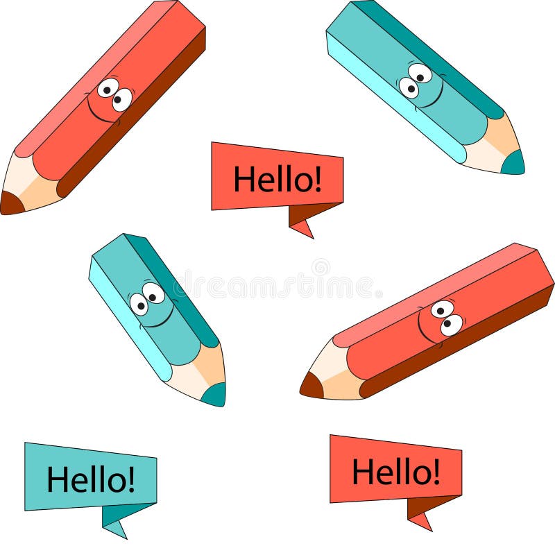 Seamless Pattern of Color Cartoon Pencil Stock Vector - Illustration of ...