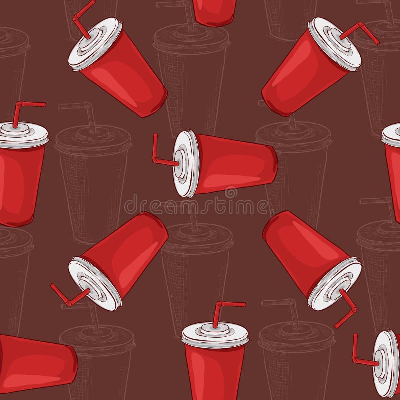 Seamless Pattern and Color Cola Cup Stock Vector - Illustration of ...