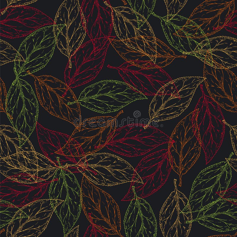 Seamless Pattern with Color Contours of Leaves Stock Vector ...