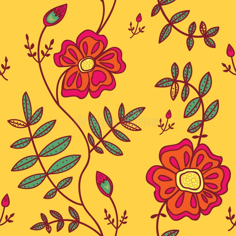 Vector Pattern with Flowers and Plants. Floral Decor. Original Floral ...