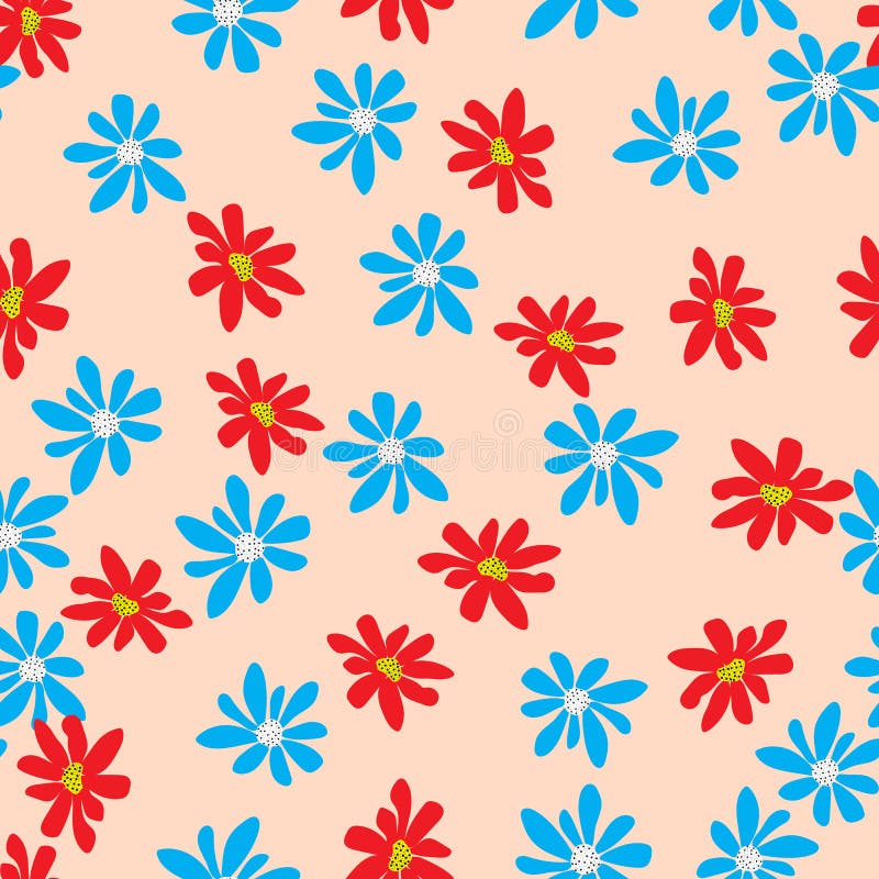 Seamless Pattern with Color Flowers Stock Vector - Illustration of ...