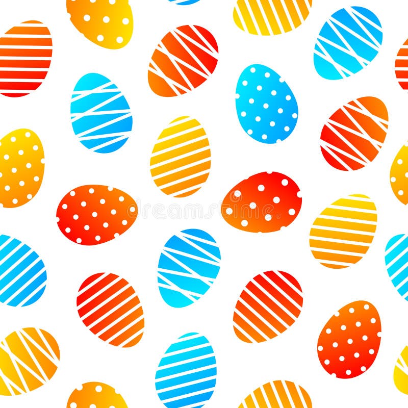 Seamless Pattern with Color Gradient Easter Eggs Isolated on White ...