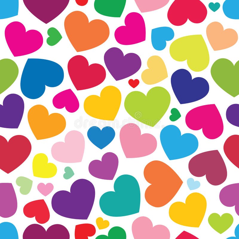 Seamless Pattern Of Color Hearts Stock Photography - Image: 28973922