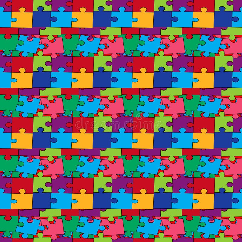 Seamless Pattern with Color Puzzles Stock Vector - Illustration of ...