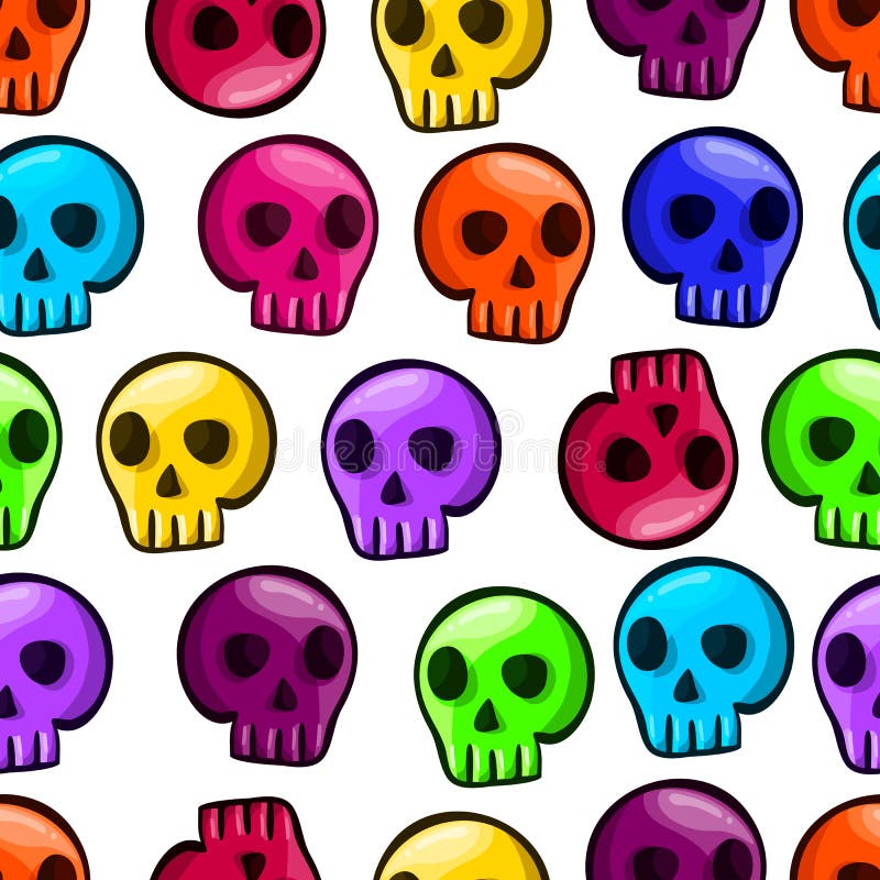 Seamless Pattern with Color Skulls Stock Vector - Illustration of ...
