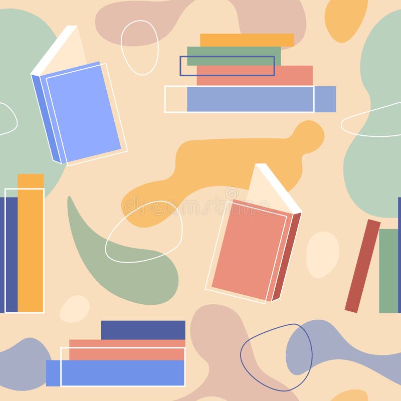 Seamless Pattern of Colored Abstract Spots and Books Stock Vector ...