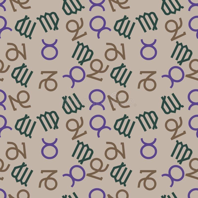Seamless Pattern of Colored Astrological Symbols. Earth Signs Stock ...