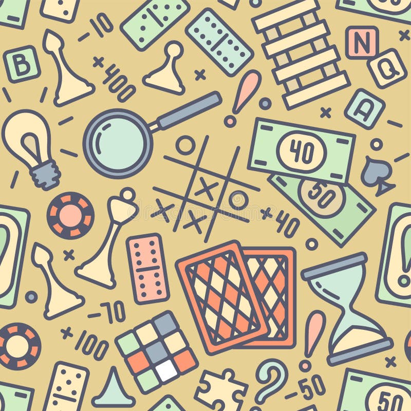 Seamless Pattern with Colored Board Game Attributes Stock Vector ...