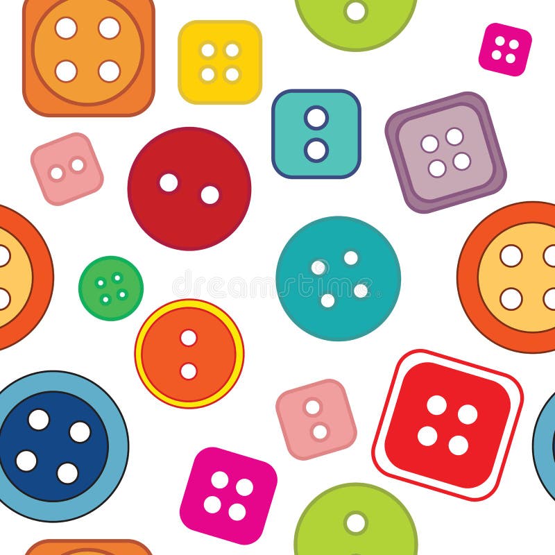 Seamless Pattern: Colored Buttons on a White Background Stock Vector ...
