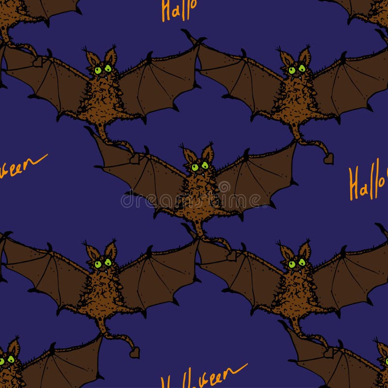Seamless Pattern with Colored Cartoon Bat Stock Vector - Illustration ...