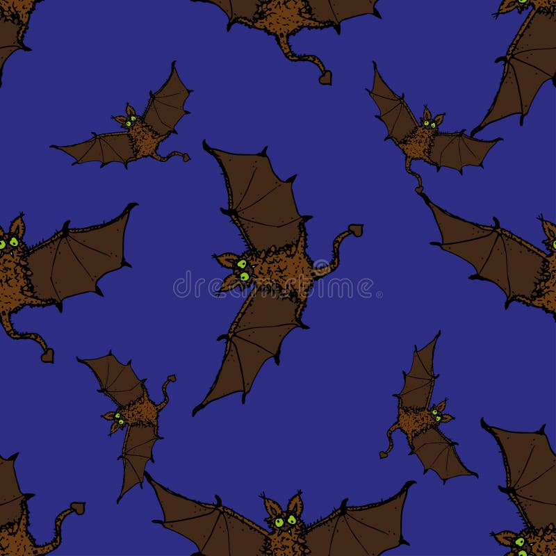 Seamless Pattern with Colored Cartoon Bat Stock Vector - Illustration ...