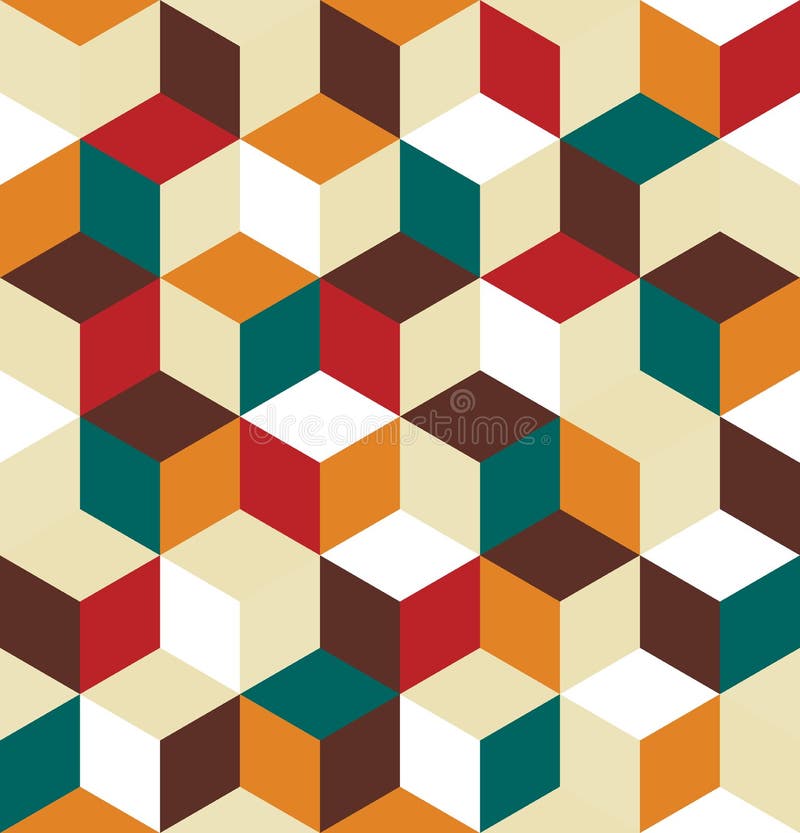 Seamless Pattern Of Colored Cubes Endless Multicolored Cubic Background Stock Vector