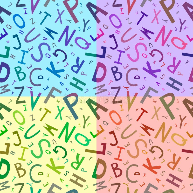 Seamless Pattern of Colored Letters Stock Vector - Illustration of ...