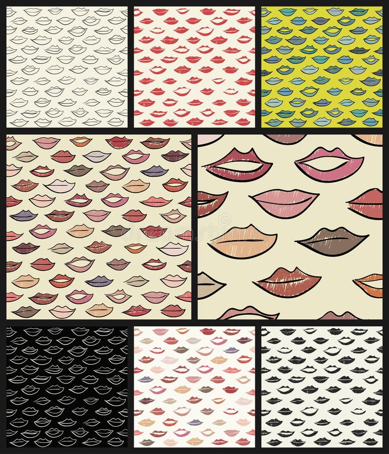 Seamless Pattern with Colored Lips. Stock Vector - Illustration of pink ...