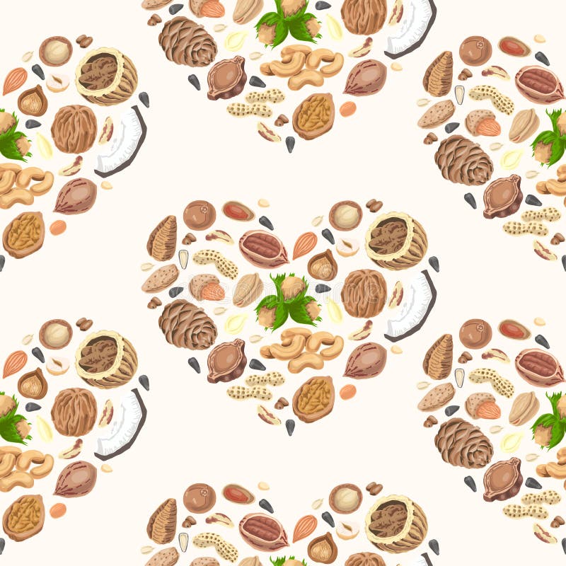 Seamless Pattern with Colored Nuts and Seeds Stock Vector ...
