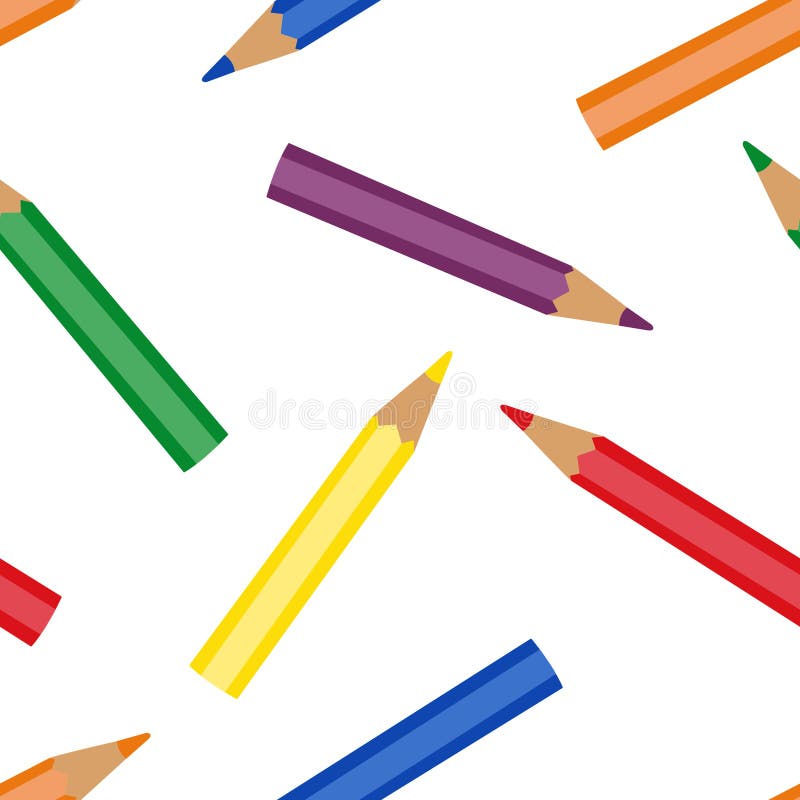 Seamless Pattern Colored Pencils Simple Vector Illustration Stock ...