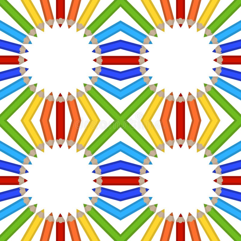 Seamless Pattern of Colored Pencils Stock Illustration - Illustration ...