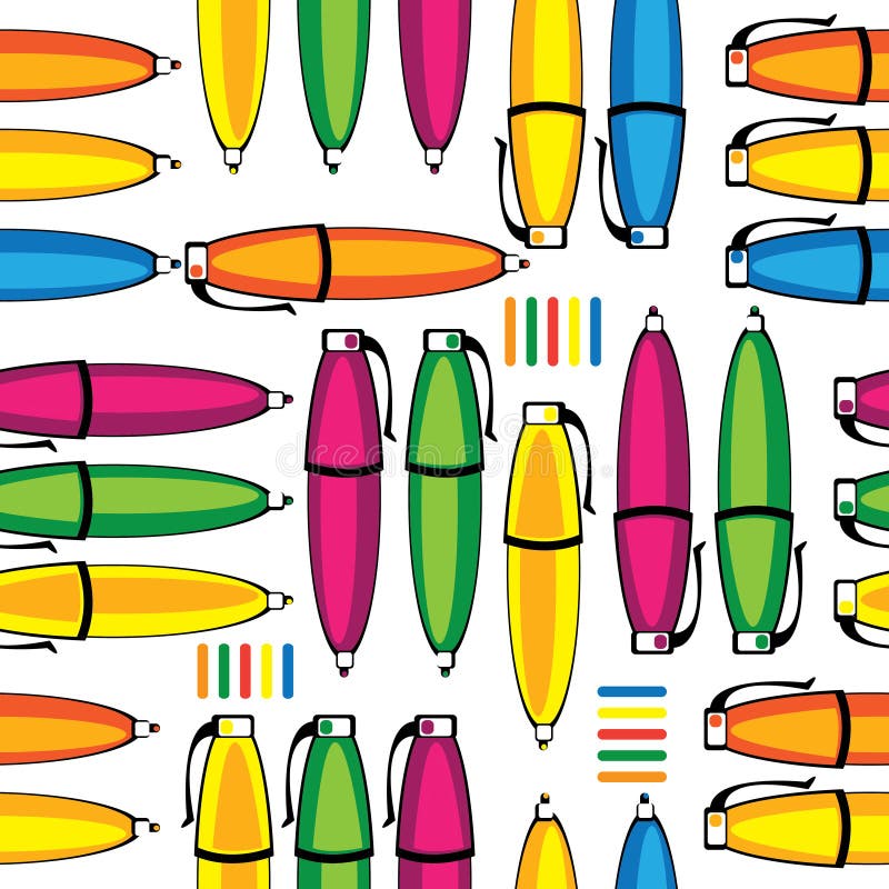 Seamless Pattern Colored Pens Stock Vector - Illustration of metallic ...