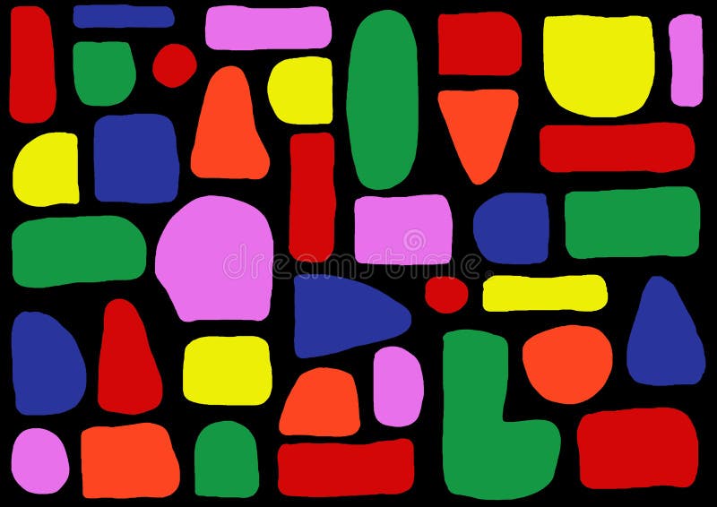 Seamless Pattern with Colored Shapes on a Black Background Stock ...