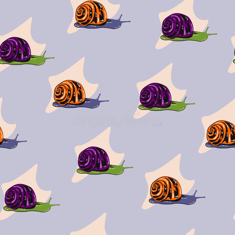 Vector Seamless Pattern with Colored Snails Stock Vector - Illustration ...