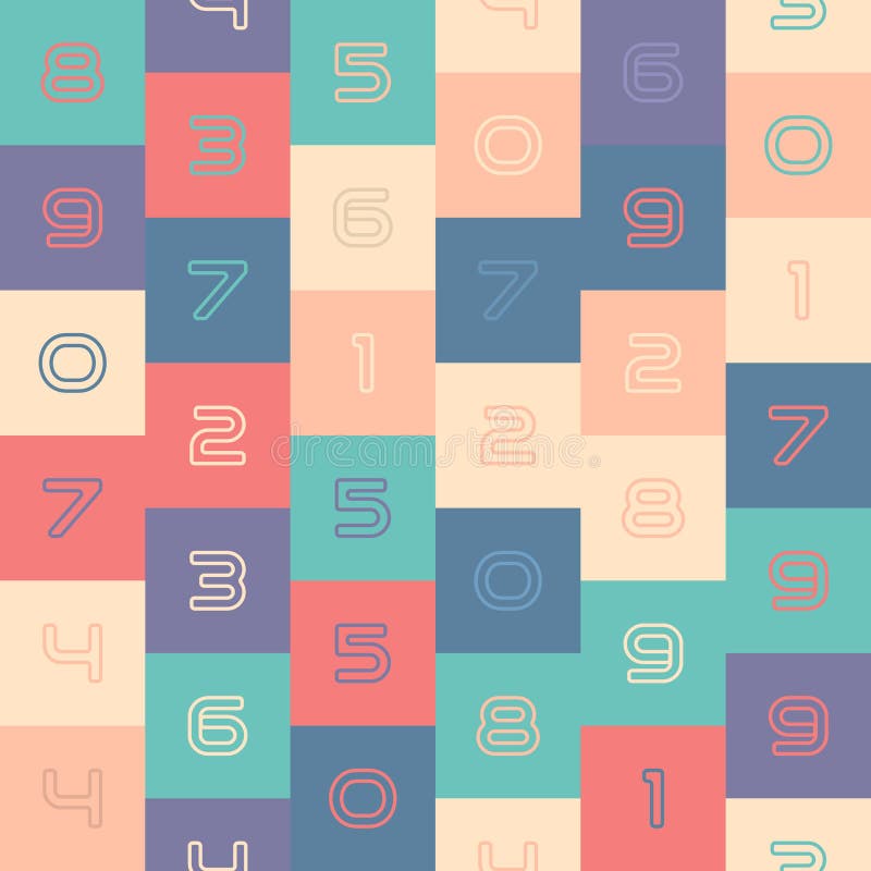 Seamless Pattern of Colored Squares with Numbers. a Color Template ...
