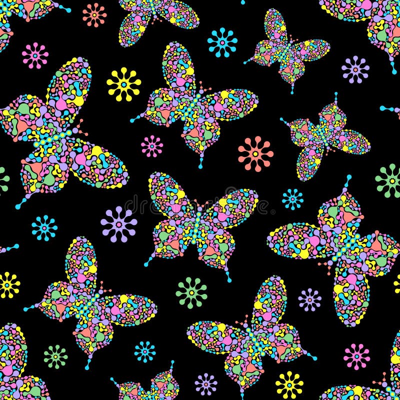 Seamless Pattern with Colorful Abstract Butterflies Stock Vector ...