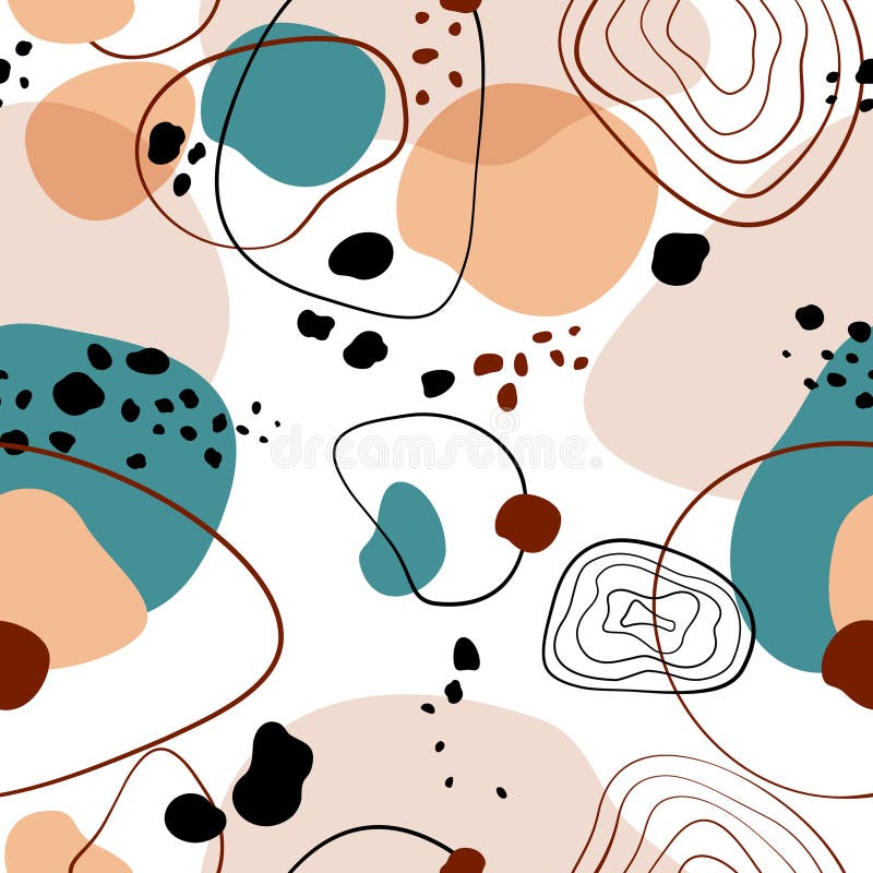 Seamless Pattern Colorful Abstract Spots and Lines. Artistic Background ...