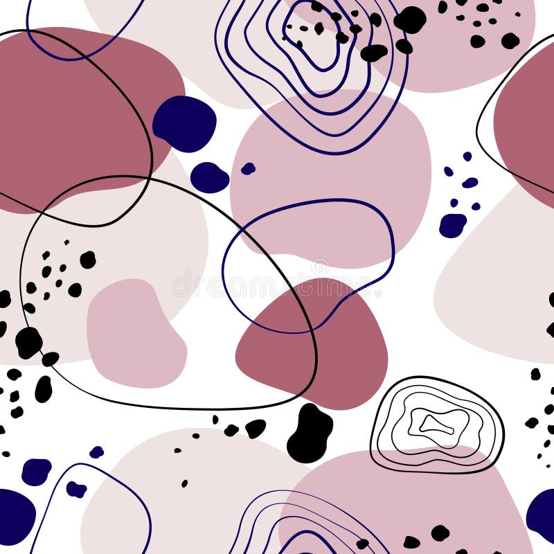 Seamless Pattern Colorful Abstract Spots and Lines. Artistic Background ...