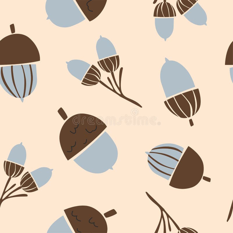 Seamless Pattern. Colorful Acorns on a Light Background Stock Vector ...