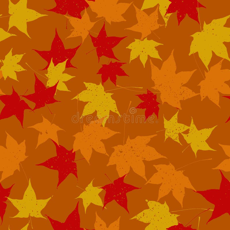 Seamless Pattern with Colorful Autumn Leaves Silhouettes. Stock Vector ...