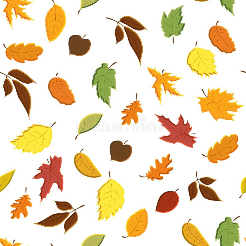 Autumn Leaves Set, Isolated on White Background. Simple Cartoon Flat ...