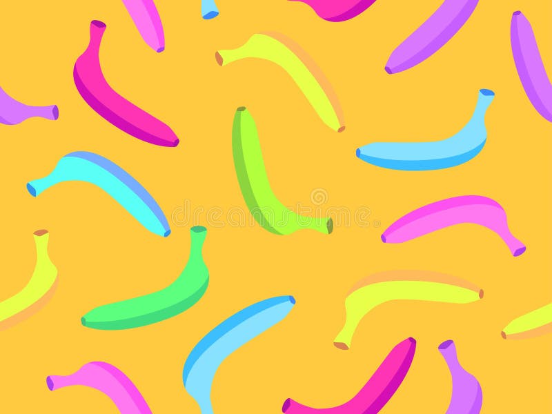 Seamless Pattern with Colorful Bananas on a Orange Background. Exotic ...