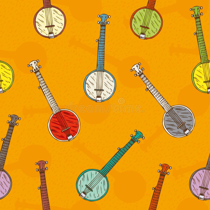 Seamless Pattern with Colorful Banjos Stock Vector - Illustration of ...