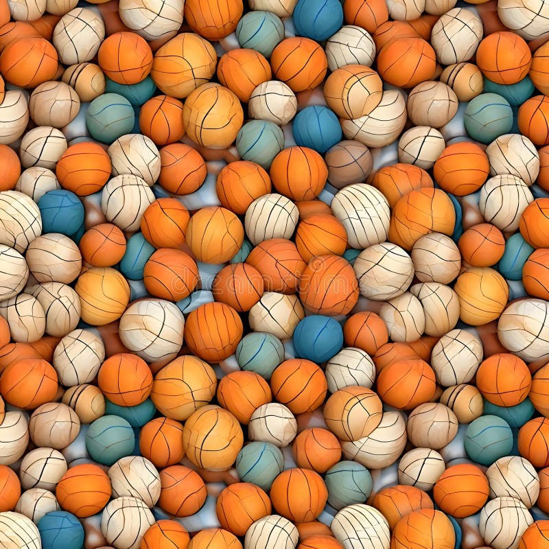 Seamless Pattern of Colorful Basketball Balls. Vector Illustration ...