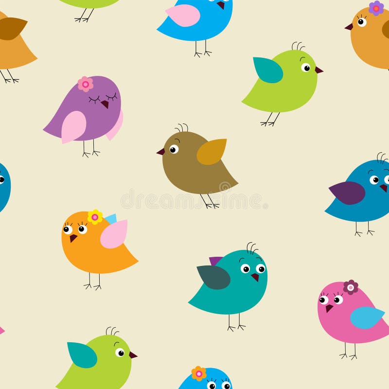 Seamless Pattern with Colorful Birds Birds Stock Vector - Illustration ...