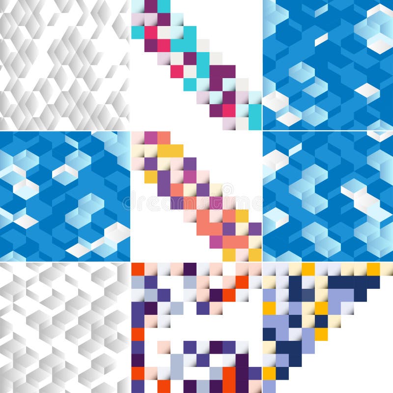 Seamless Pattern of Colorful Blocks with a Shadow Effect EPS10 Vector ...