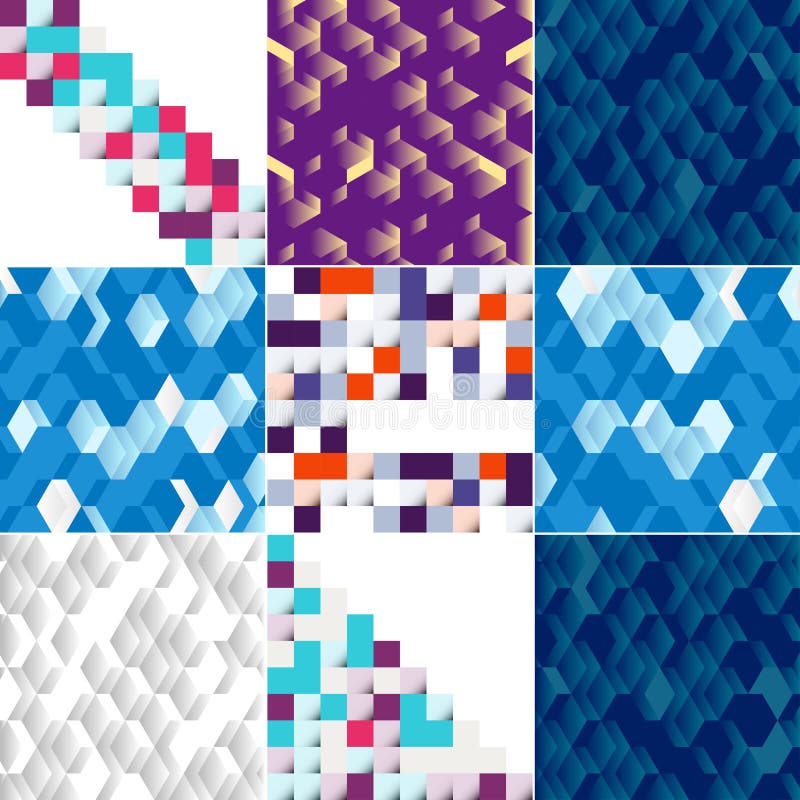 Seamless Pattern of Colorful Blocks with a Shadow Effect EPS10 Vector ...