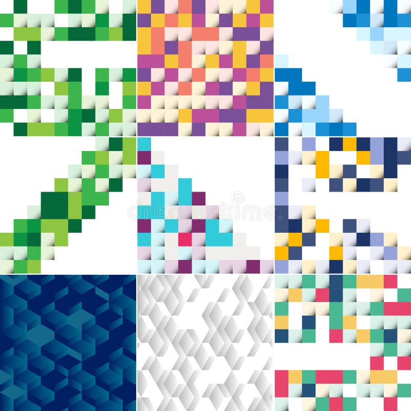 Seamless Pattern of Colorful Blocks with a Shadow Effect EPS10 Vector ...